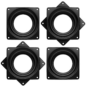 4 Pcs 4 Inch Square Rotating Bearing Plate, 300lbs Capacity Turntable Bearing Swivel Plate for Serving Trays, Kitchen Storage Racks, Makeup Holder - 5/16-Inch, Thick Black