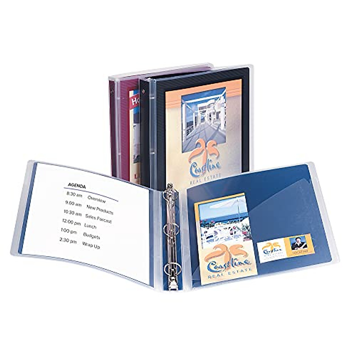 Avery Flexi-View 3 Ring Binder, 1 Inch Round Rings, 3 Black Binders (17686)