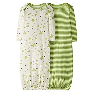 Moon and Back by Hanna Andersson Baby Girls' Organic Cotton Long-Sleeve Sleeper Gown, Pack of 2, Lime Green, 3-6 Months