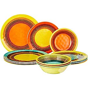 Certified International Sedona Melamine 12 pc Dinnerware Set, Service for 4, Multicolored