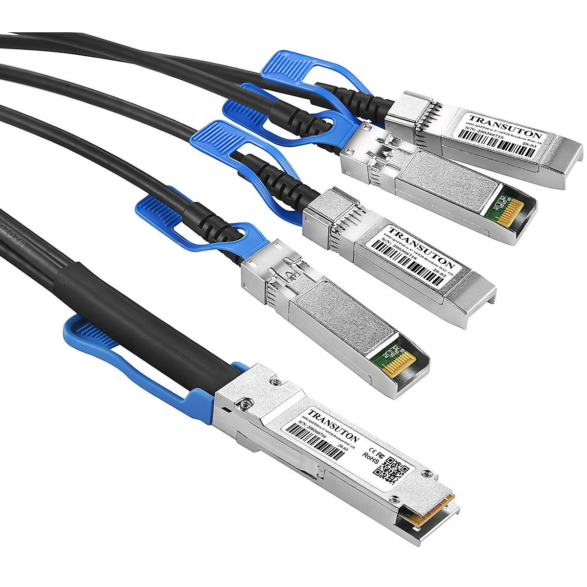 TRANSUTON 100G QSFP28 Breakout DAC Cable | QSFP28 to 25G SFP28 Passive Direct Attach Copper Twinax Cables for Cisco QSFP-4SFP10G-CU5M, 5-Meter(16.4ft)