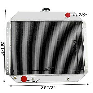 EGINCOOLER 4 Row Core Aluminum Radiator for 1966 1967 1968 1969 1970 1971 1972-1979 Ford F100 F150 F250 F350 Pickup Truck Bronco L6 V8 Engines+ 2 X 12" Fan Shroud +Relay