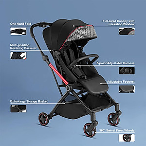 RoyalBaby Lightweight Baby Stroller w/ Compact Fold Travel Stroller Design, Plane-Friendly Stroller for Toddlers & Infants, Oversize Canopy & Visor