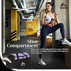 RBX Gym Bags for Men, Small Gym Bag for Women with Shoe Compartment, Duffle Bag for Travel, Sports Bag, Camping, Weekend, Carry On, Overnight Duffel Bag for Women with Shoulder Strap