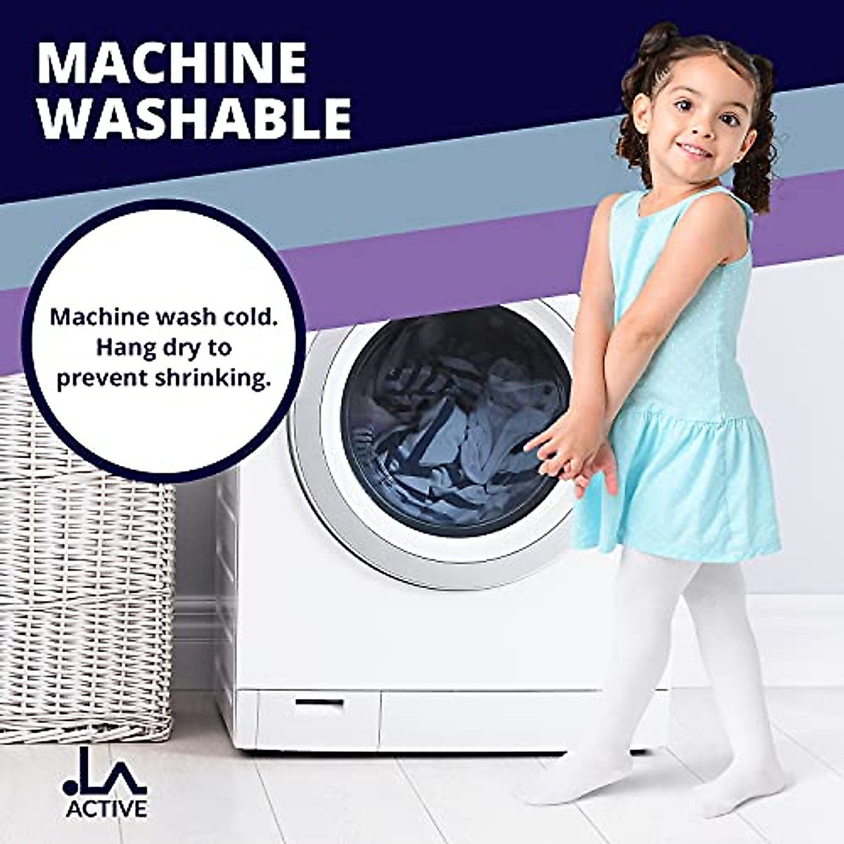 LA ACTIVE Baby Girl Tights Warm Cotton Leggings Tights, Non-Skid Seamless Cable Knit Stockings for 0 Months-3 Months Infant Toddler, Pink & White & Black-3 Pairs