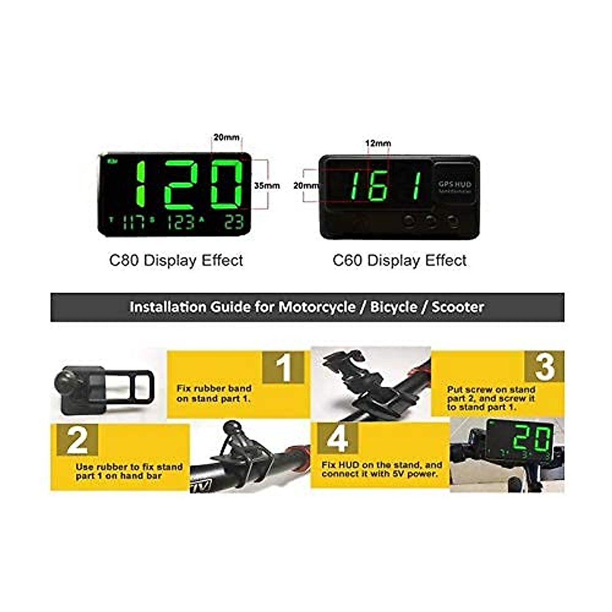 kingneed HUD Original Universal GPS Head Up Display Speedometer Odometer Car Digital Speed Display MPH Over Speed Alarm Car Clock for All Vehicles C60S/C80/C90