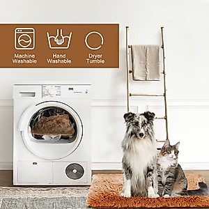 Dog Bed Long Plush Pet Bed, Comfortable Faux Fur Washable Crate Mat for Small Large Medium Dogs and Cats, Anti-Slip Fluffy Dog Kennel Pad