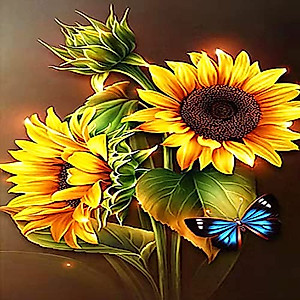 KARMOGSO 3 Pack Stamped Cross Stitch Kits,Sunflower Counted Cross Stitch Kits for Beginners Adults,Full Range of Cross-Stitch Stamped Kits Needlecrafts Arts and Crafts Embroidery for Decor,12"x16"