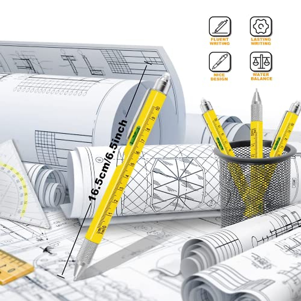 GEESTONE Multitool Pen Construction Tools, Pen Tool Gadget for Men Gifts for Men Cool Gadgets for Men Stocking Stuffers for Men Christmas Gifts for Engineer Carpenter Woodworker