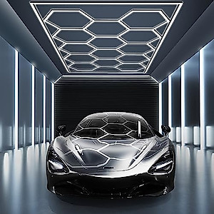 MODERN Hexagon Garage Light: Higher Brightness 720W 86400 Lumens Hexagon Led Garage Light with Rectangle Frame 6500K for Garage, Basement, Warehouse, Auto Beauty Shop, Car Detailing Shop etc.
