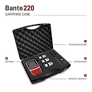 Bante 220 Portable pH Meter, ±0.01 pH Accuracy, 3 Points Calibration, Automatic Temperature Compensation, Auto-Read Measurement Endpoint, 100 Sets of Data Storage
