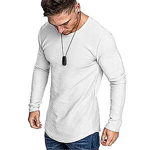 COOFANDY Men 2 Pack Muscle Fitted T Shirt Gym Workout Athletic Long Sleeves Tee Black/White