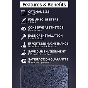 FINEHOUS 40”x4” Non-Slip Stair Treads Tape (15-Pack) – Clear Anti-Slip Indoor Strips