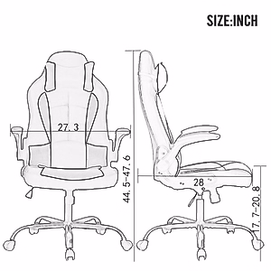 PC Gaming Chair Racing Office Chair Ergonomic Desk Chair Massage PU Leather Computer Chair with Lumbar Support Headrest Armrest Executive Task Rolling Swivel Chair for Back Pain, Camo