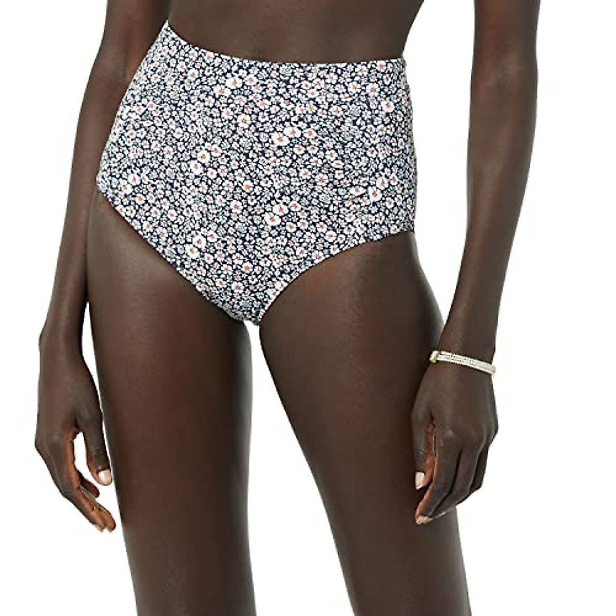 Amazon Essentials Women's High-Waist Bikini Bottoms, Ditsy Floral, Large