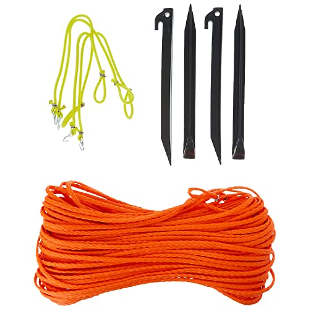 Park & Sun Sports Outdoor Volleyball Boundary Poly Cord Rope with Ground Stakes: 1/4" Wide Court Line Marker, Orange, Blue