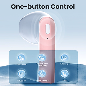 Bluetooth Headphones V5.3 Wireless Earbuds Ear buds with 50Hrs Battery Life Deep Bass Earphones with Wireless Charging Case & LED Power Display Waterproof Microphone Headset for TV Tablet Phone Pink