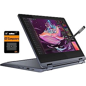 Lenovo Flex 3 Chromebook 2-in-1 11.6" HD (1366 x 768) Touchscreen Laptop (4-Core MediaTek MT8173C, 4GB RAM, 128GB (64GB eMMC+64GB SD Card)) flip-and-fold, Type-C, Webcam, Chrome OS