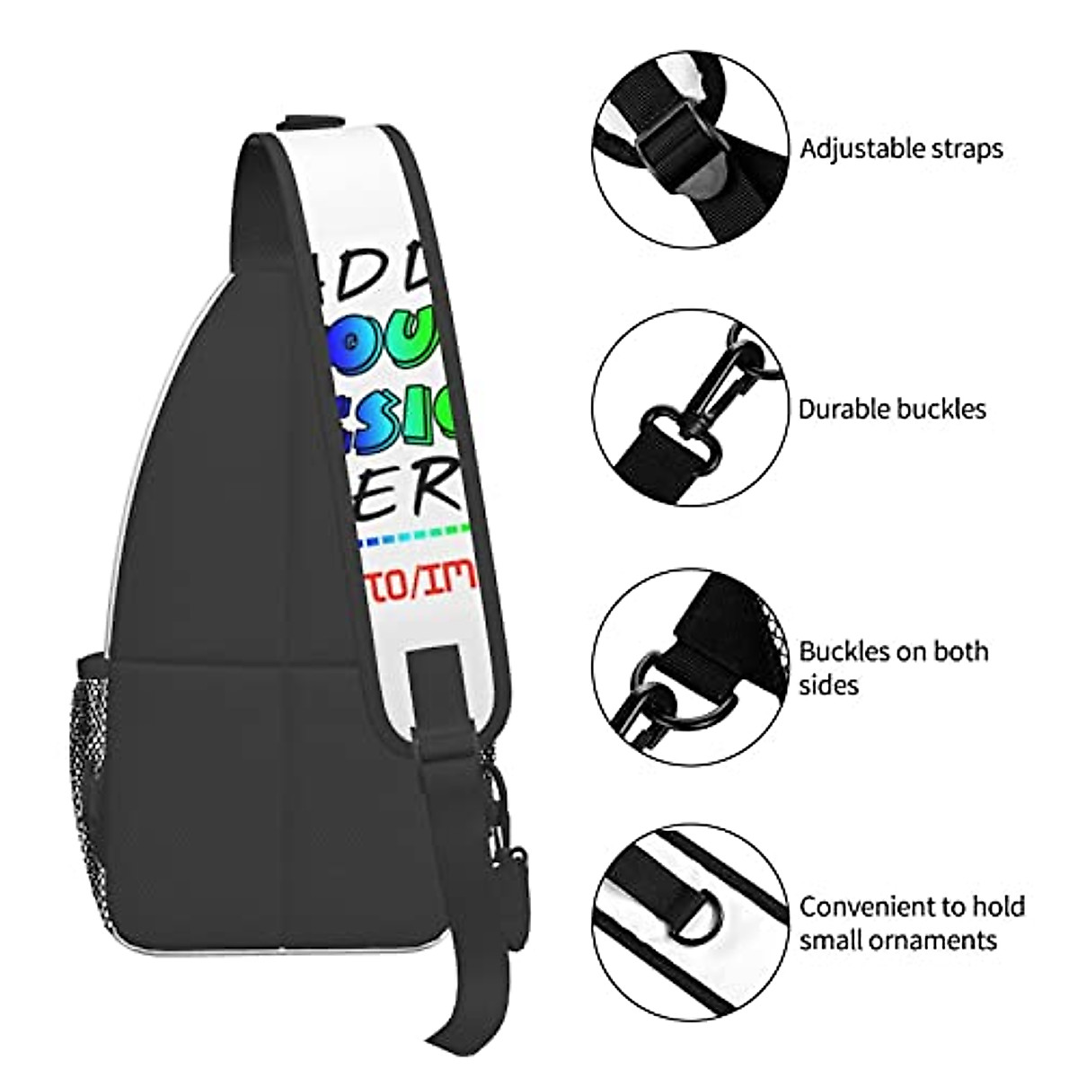 Custom Sling Backpack Personalized Crossbody Sling Bags Leisure Sports Outdoor Custom Bag For Men Backpack Optional Color Add Your Name Logo Text or Image Here