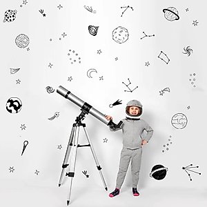 Outer Space Wall Decals Peel and Stick for Kids Girls, Vinyl Outer Space Planet Wall Stickers, Outer Space Wall Stickers for Boys Bedroom Nursery Kids Room