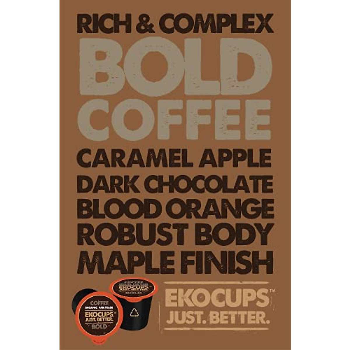 EKOCUPS Organic Extra Bold Roast Coffee Pods, Extra 30% More Coffee Per Cup, Artisan Fair Trade Dark Roast, Extra Bold Coffee for Keurig K Cup Machines, Recyclable Pods, 40 Count