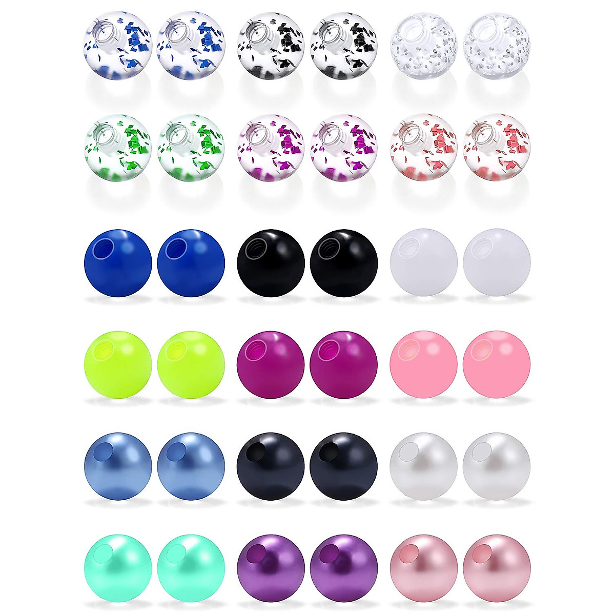 Kridzisw 20G Plastic Piercing Replacement Ball Clear Lip Labret Monroe Medusa Eyebrow Septum Ring Tragus Gartilage Helix Rook Daith Conch Earring Stud Berbell Bar Ball Piercing Jewelry Women Men 3mm