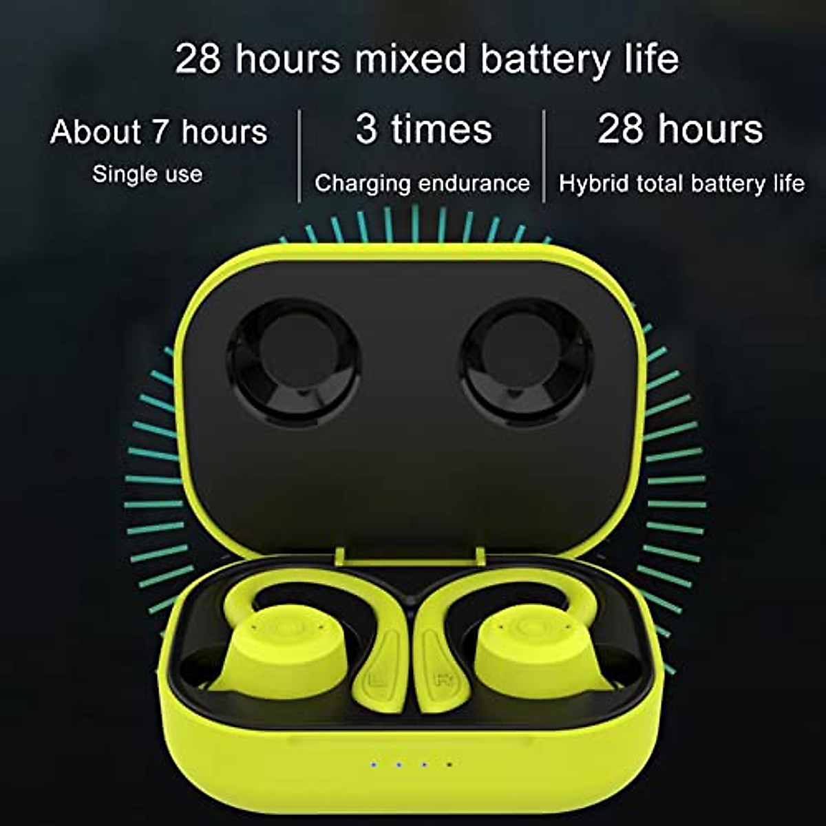 Wireless Bluetooth Earphone Sports Waterproof TWS Wireless Headphones HiFi Stereo Earbuds Noise Cancelling Headset with Mic (T20 Black-Button)