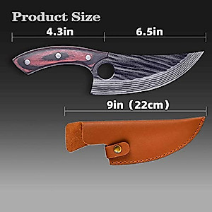 tatakook Butcher Knife for Meat Cutting,Hand Forged Viking Knife with Sheath,Caveman Knives Camping knife for Kitchen,Meat Cleaver Boning Knife (color 2)