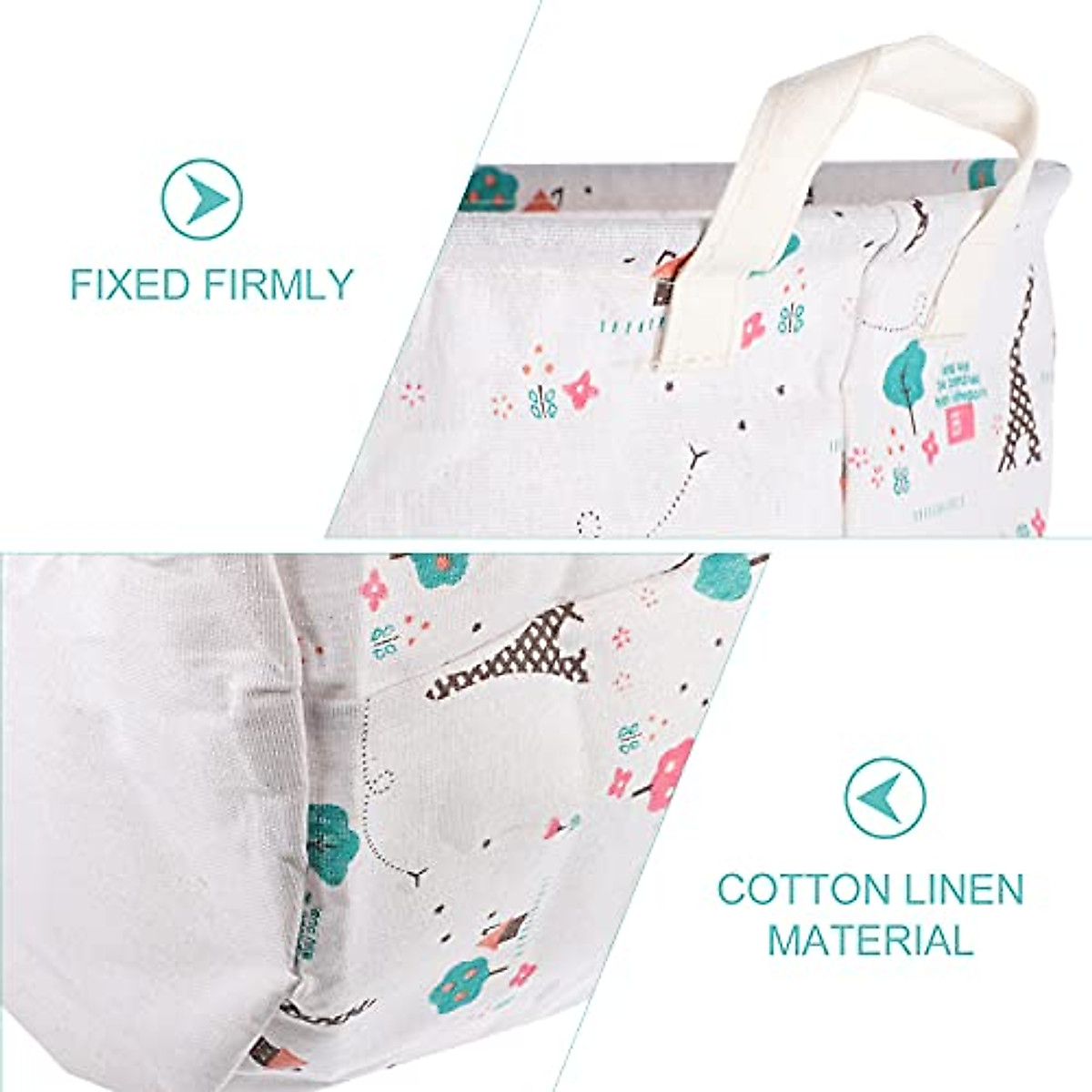 2pcs Cotton Home Style Bin Organizer Baby Folding Dirty Room Saving with Buck Hamper Basket Living Double Foldable Bucket Clothes Handles Container Round