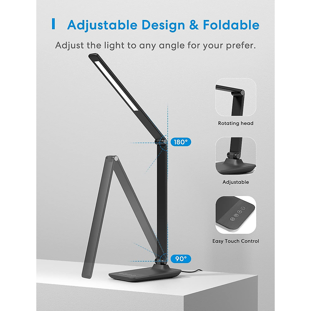 meross Smart Led Desk Lamp, Metal WiFi Lamps Support Apple HomeKit, Alexa and Google Home, Dimmable 2800K-6000K, Timer Schedule, Remote Control, 54 Eye-Caring LEDs Foldable Light for Home Office, 10W