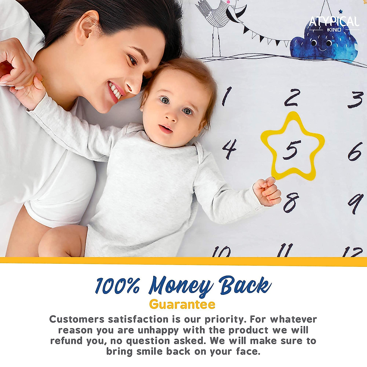 Atypical Kind Monthly Baby Milestone Blanket | Baby Monthly Milestone Blanket for Boy & Girl | Baby Boy Gifts, Nursery Blanket Baby Shower | Newborn Baby Month Blanket | Baby Growth Chart Blanket