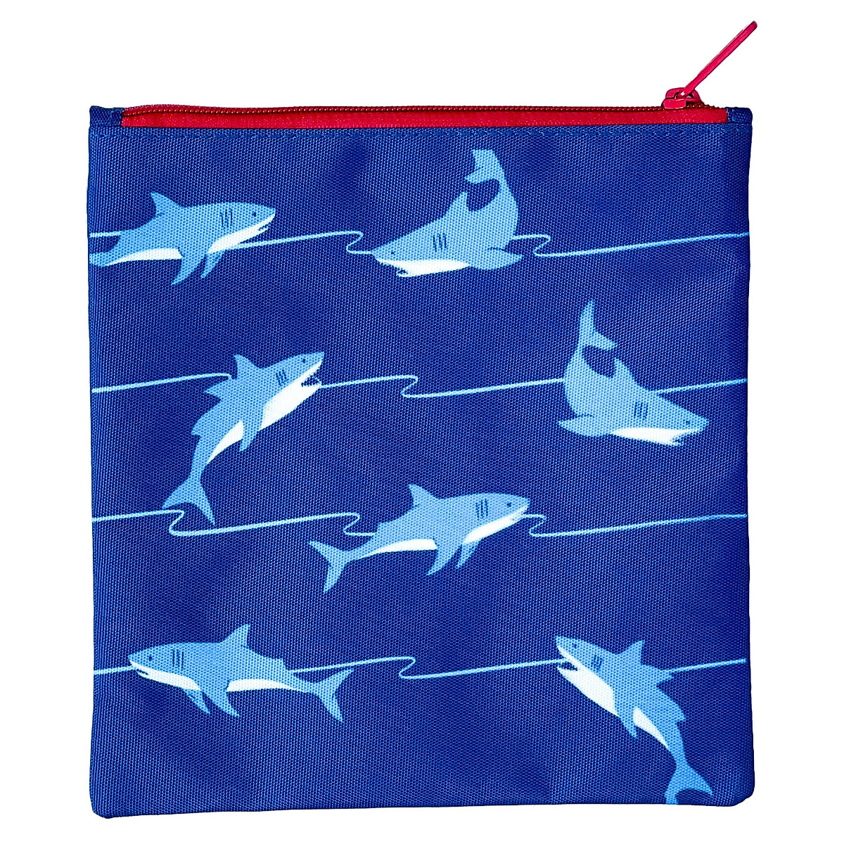 Yumbox Reusable Sandwich and Snack Bags (2-Pack) Fun Shark Prints for Toddlers and Kids, Eco-Friendly, BPA-Free, Water-Resistant, Lined, Washable fabric, Ideal kids snack bag, Zip Close, 8x8 in Large