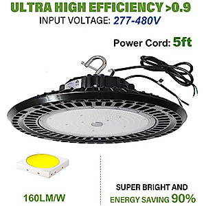 LED Flying Direct 480V LED UFO Hig Bay Light 240W, 1000W MH/HPS Equivalent, 36000LM, 5000K 200-480V Input Voltage, Open Hook, 1-10V Dimmable DLC Premium ETL Approved