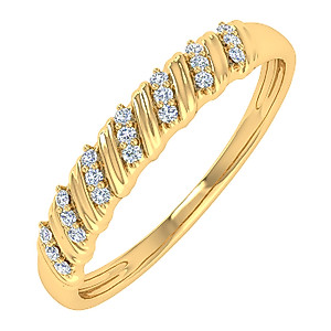1/10 Carat Diamond Wedding Band Ring in 10K Yellow Gold(Ring Size 11)