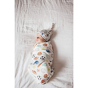 Large Premium Knit Baby Swaddle Receiving Blanket "Varsity" by Copper Pearl