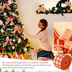 2 Inch 6.5 Yards Thanksgiving Christmas Buffalo Plaid Ribbons Rolls Wired Edge Gingham Ribbon for Crafts Bow Making Floral Wreath Garland Supplies(Orange and White)