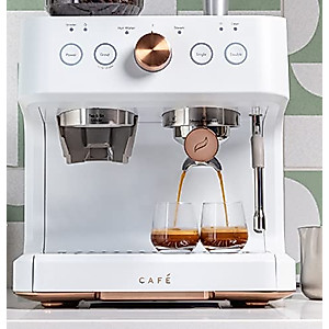 Café Bellissimo Semi Automatic Espresso Machine + Milk Frother | WiFi Connected, Smart Home Kitchen Essentials | Built-In Bean Grinder, 15-Bar Pump & 95-Ounce Water Reservoir | Matte White
