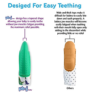 PBnJ baby Silicone Infant Teething Mitten Teether Glove Mitt Toy - Dinosaur 2pk