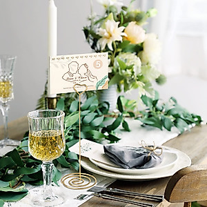 HomWanna Table Number Holders 10Pcs - 8.75 inch Heart Shaped Place Card Holder Tall Table Number Stands for Wedding Party Graduation Reception Restaurant Home Centerpiece Decoration Memo (Gold)