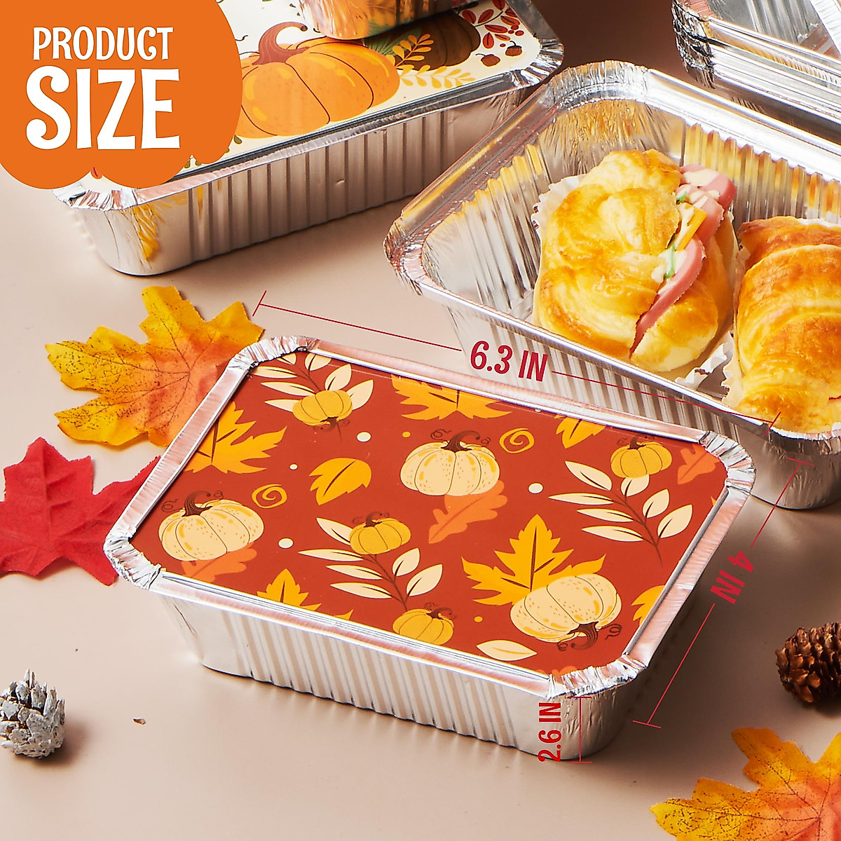 JOYIN 36Pcs Thanksgiving Leftover Containers with Lids, Fall Festive To Go Food Containers, Thanksgiving Tin Foil Containers for Party Leftovers & To-Go Meals, Thanksgiving Party Disposable Containers