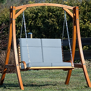 Pcinfuns Outdoor High Back Chair Cushion,Water Resistant Tufted Adirondack Rocking Chair Cushion with Ties,Replacement Seat Cushion for Patio Furniture,Light Blue