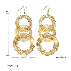 Zealmer Women 16K Gold Plated Tiered Sprial Dangle Earrings