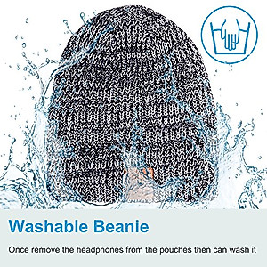 Qshell Bluetooth Beanie Hat, Winter Warm Soft Trendy Cap with Wireless Headphone Headset Earphone Stereo Speaker Mic Hands Free for Lifestyle Outdoor Sport,Compatible with iPhone Android - Gray