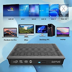 YOTUO External DVD Drive for USB 3.0 Type C, Portable DVD Write CD Burner RW ROM Optical Drive Player Reader Disk Disc with Laptop Desktop PC Windows 11/10/8/7, Mac Pro/Air MacBook, Linux (SY-IDD023)