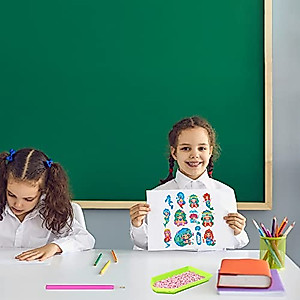 Gexru 13Pcs 5D Anime Diamond Painting Stickers Kits for Kids, DIY Diamond Painting Stickers, Handmade Digital Diamond Arts Craft Mosaic Stickers, Painting by Numbers Kits for Children Beginners (13)