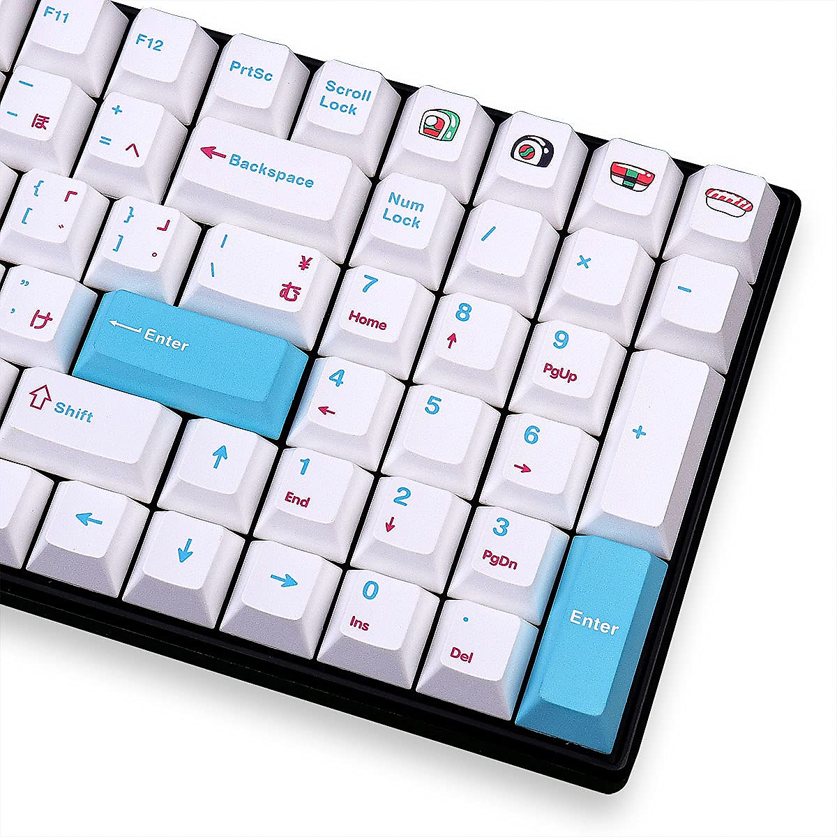 PBT White Japanese Keycaps 135 Keys Dye Cherry Profile with Key Puller Suitable for 104/87/84/61 60% MX Cherry Gateron Gaming Keyboard（135 Keycaps）