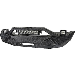 cciyu Rront and Rear Bumper with and Tire Carrier Compatible for 2007-2018 for Jeep Wrangler JK with D-ring, LED Strip Light and 4XLED Lights