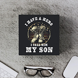 Son Gifts Wooden Box Sign Plaque I have a Hero Call Him My Son Wood Box Sign Rustic Art Home Shelf Desk Decor 5 X 5 Inches