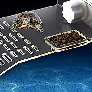 Sunxenze Large Size Acrylic Turtle Basking Platform, Fish Tank Aquarium Platform, Tortoise Resting Terrace with 3PCS Suction Cups