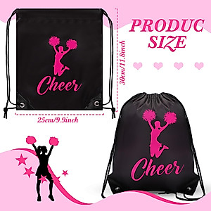 Paterr 12 Pcs Cheer Drawstring Backpack Cheerleaders Drawstring Gym String Bag Sports Gifts for Women Men(Pink, 11.8 x 10 Inch)